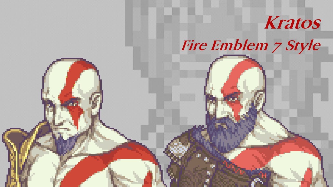 Kratos (God of War) Fire Emblem 7 Style Portraits - Pixel Art Time-lapse - YouTube