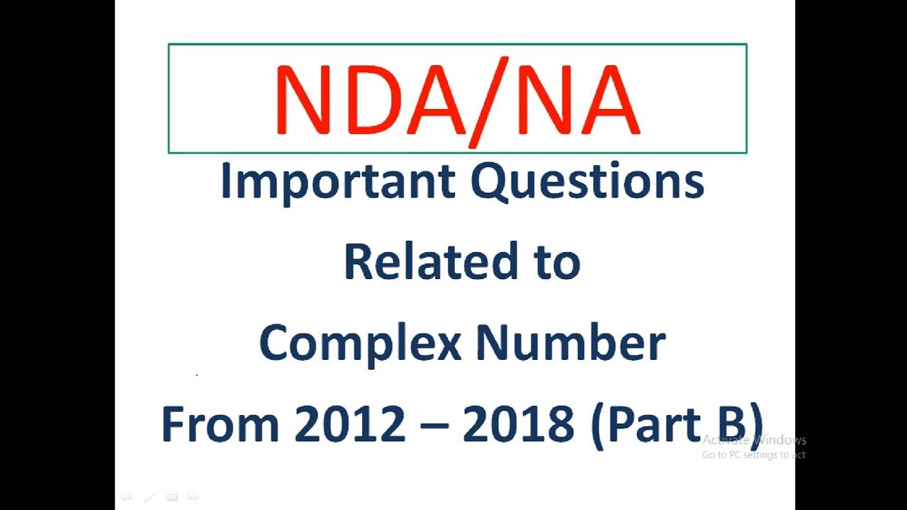 NDA NA Complex Number Questions From 2012 To 2018 Part B NDA 1 2019 nda-na-complex-number-questions-from-2012-to-2018-part-b-nda-1-2019