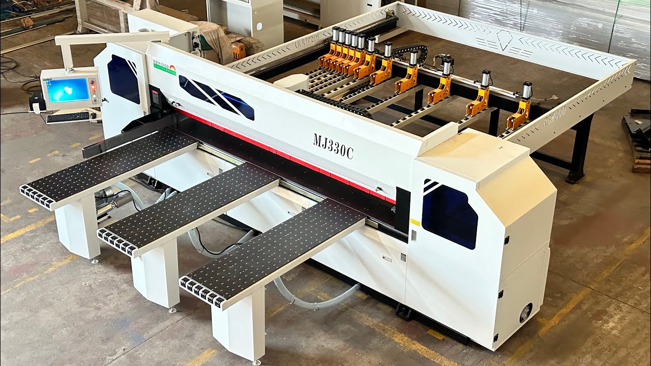 MJ 330C-220V/60HZ/3P, computer panel saw for Mr. Germán in Ecuador, displaying video. - YouTube