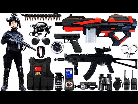 Special police weapon toy set unboxing, AK47 automatic rifle, Children ...