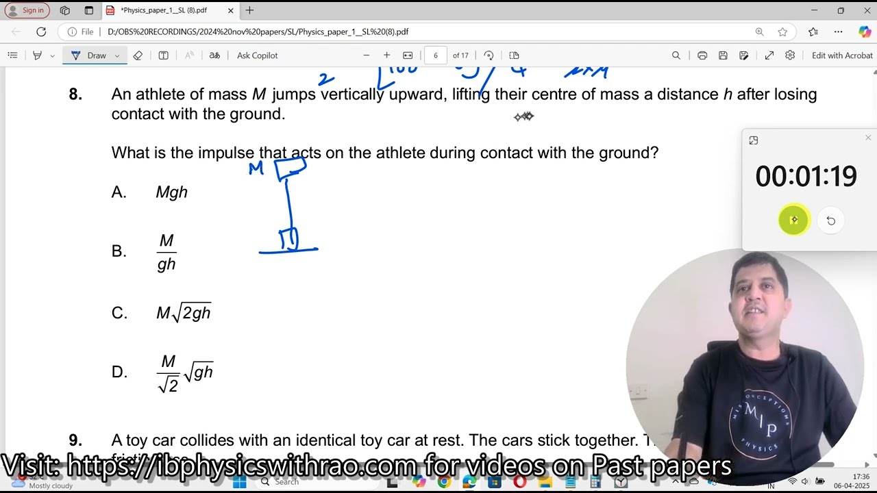 8. [ NOV 2024 SL ] An athlete of mass M jumps vertically upward ...