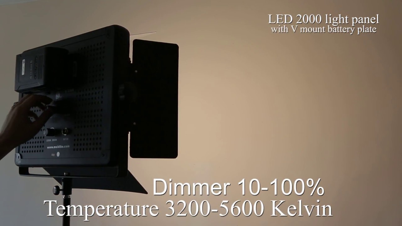 LED 2000 light panel 3200 5600 Kelvin with V mount battery - YouTube