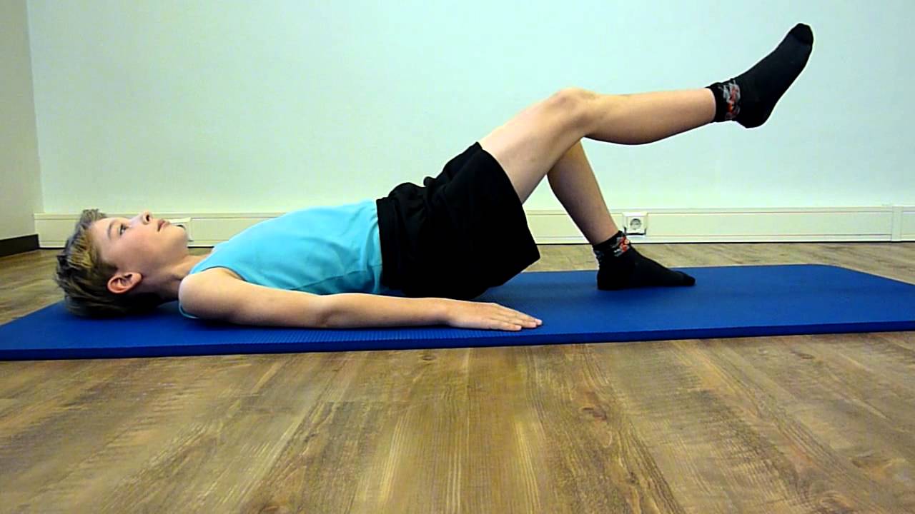 Brug, stabiliteitoefening voor de lage rug. - YouTube