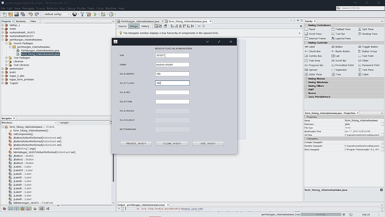 Tugas Menghitung Nilai Akhir Mahasiswa Menggunakan Aplikasi Java Netbeans Youtube