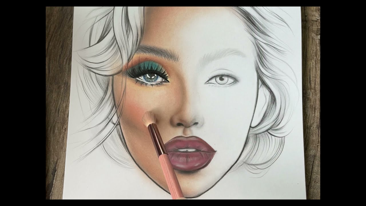 FaceChart HOW I DRAW WITH MAKEUP realistic EYES EYEBROWS EYELASHES LIPS ...