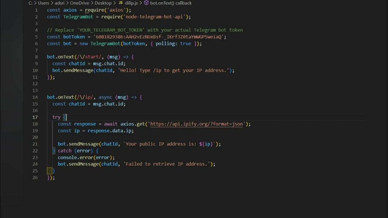 telelgram chat bot using java script - YouTube