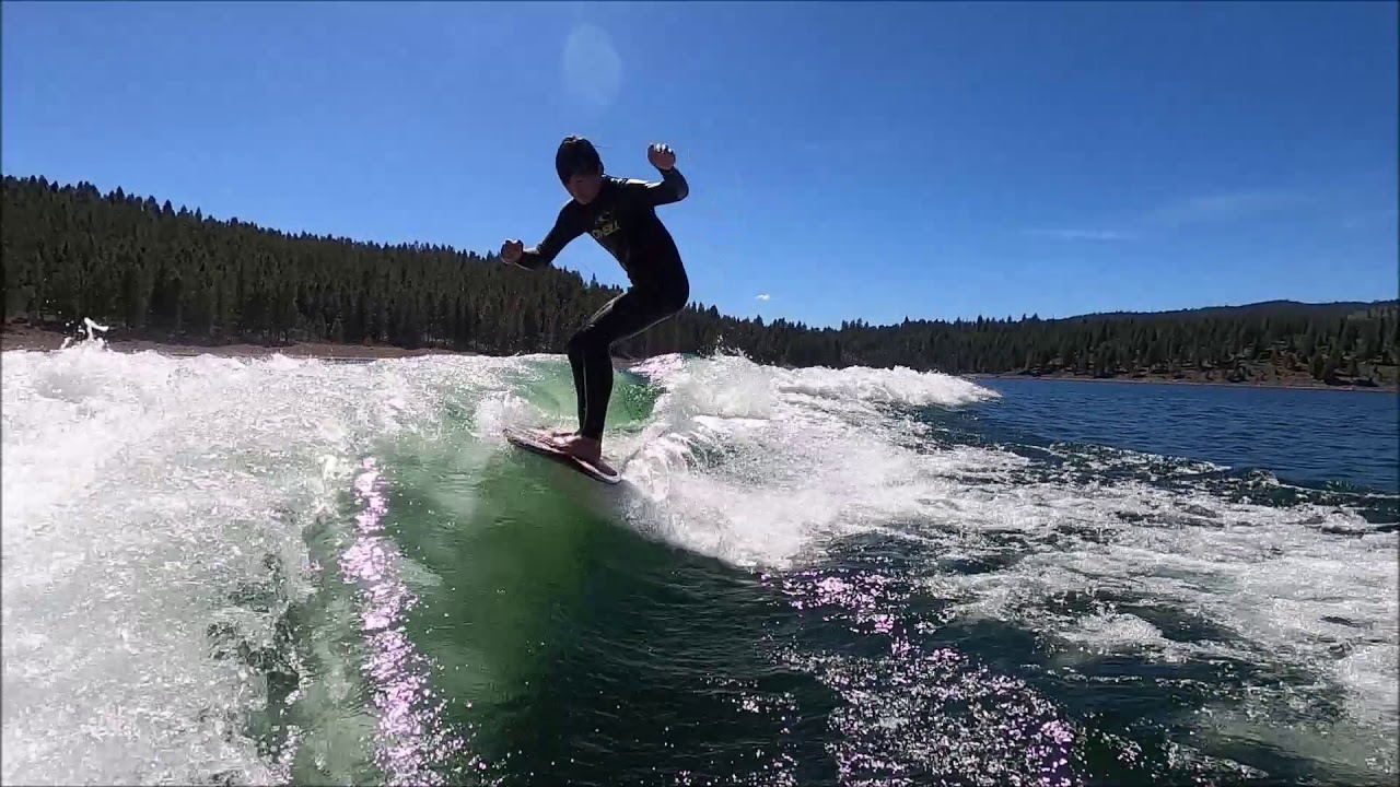 Maxwell wake-surfs across the wake for the first time ever! - YouTube