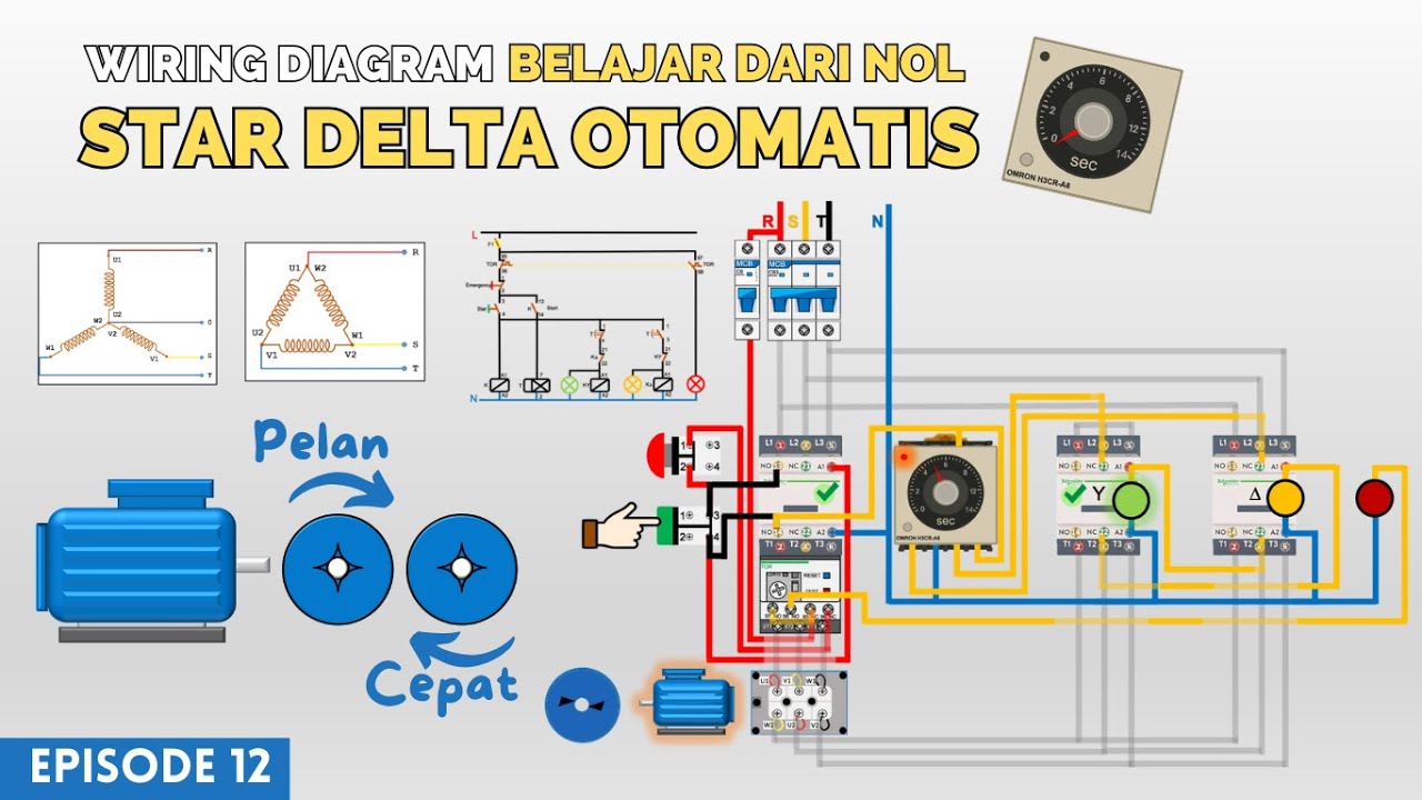 RANGKAIAN STAR DELTA OTOMATIS MOTOR 3 PHASE | EPISODE 12 | BELAJAR ...