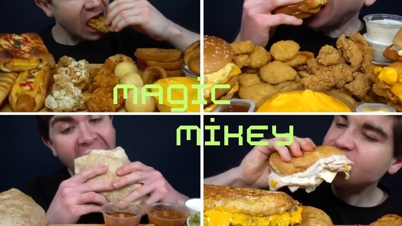 Asmr/Mukbang compilation eating sounds/Magic Mikey burrito 🌯 hot dog 🌭 ...