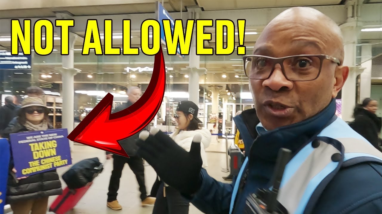 Security Goon at London St Pancras Station Hates Free Speech! - YouTube