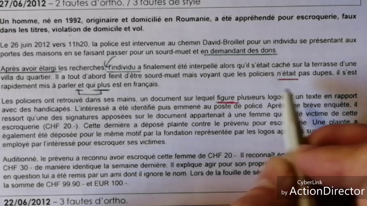 Rapport de police n°1 | Commentaire des fautes - YouTube