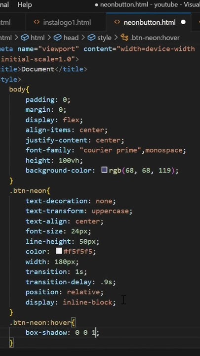 Neon Light Button Hover Effect । Html । Css #shorts - YouTube