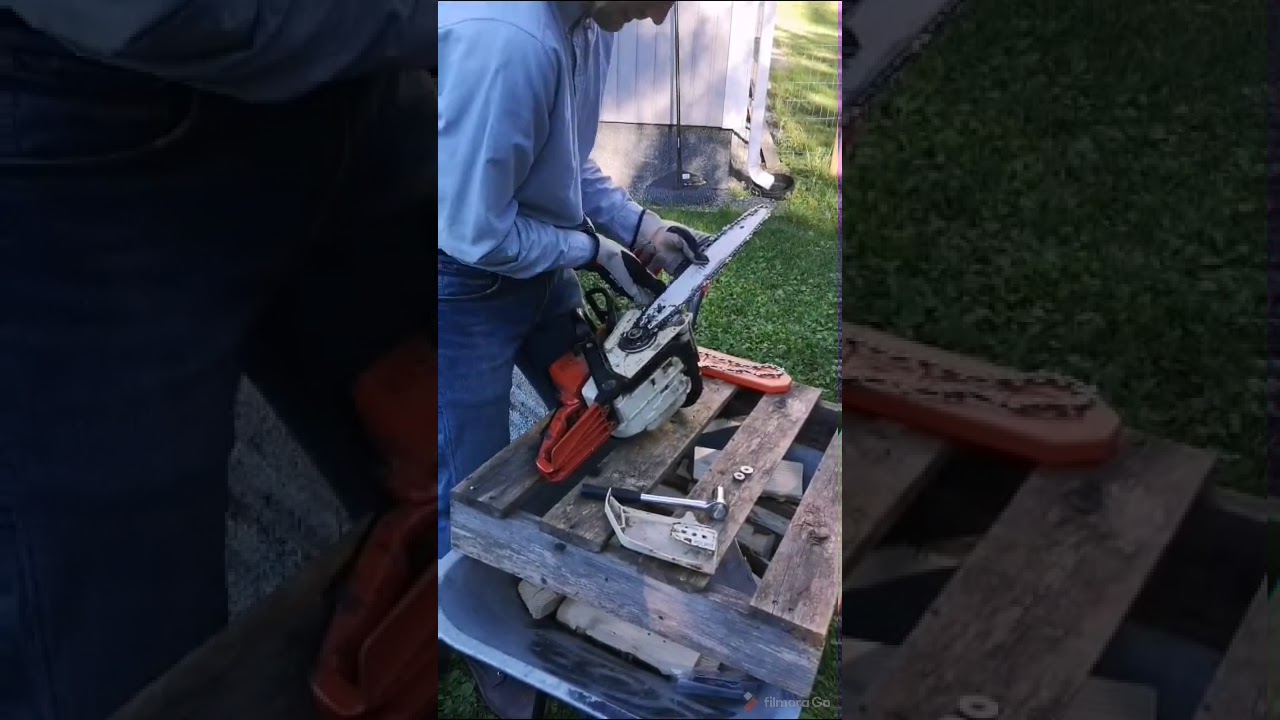 Moottorisahan teräketjun vaihto Stihl MS 021 - YouTube