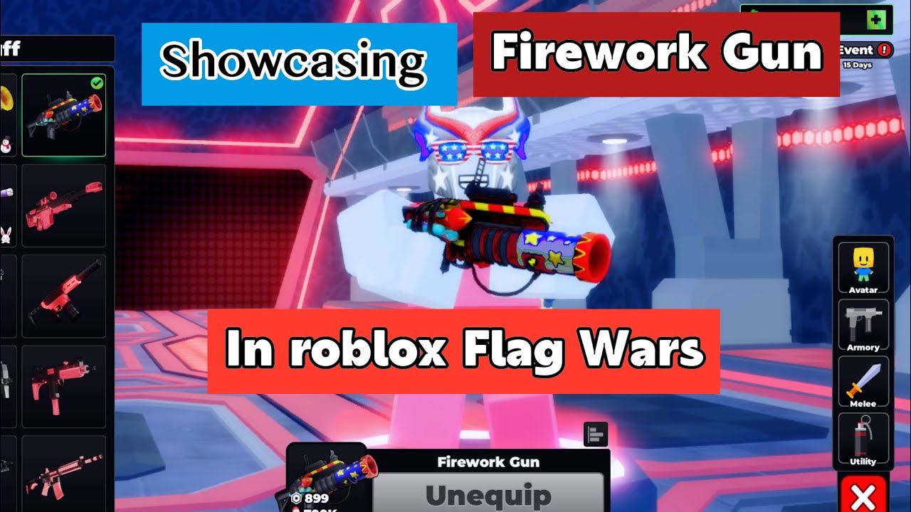 Showcasing the Firework minigun in roblox flag wars (im not too good at ...