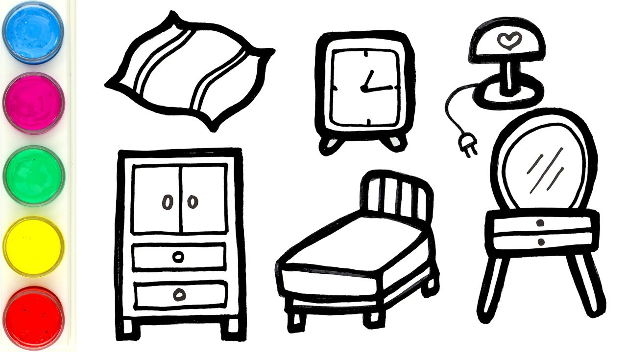 Drawing and Painting Furniture for Kids and Toddlers | how to Draw Doll ...