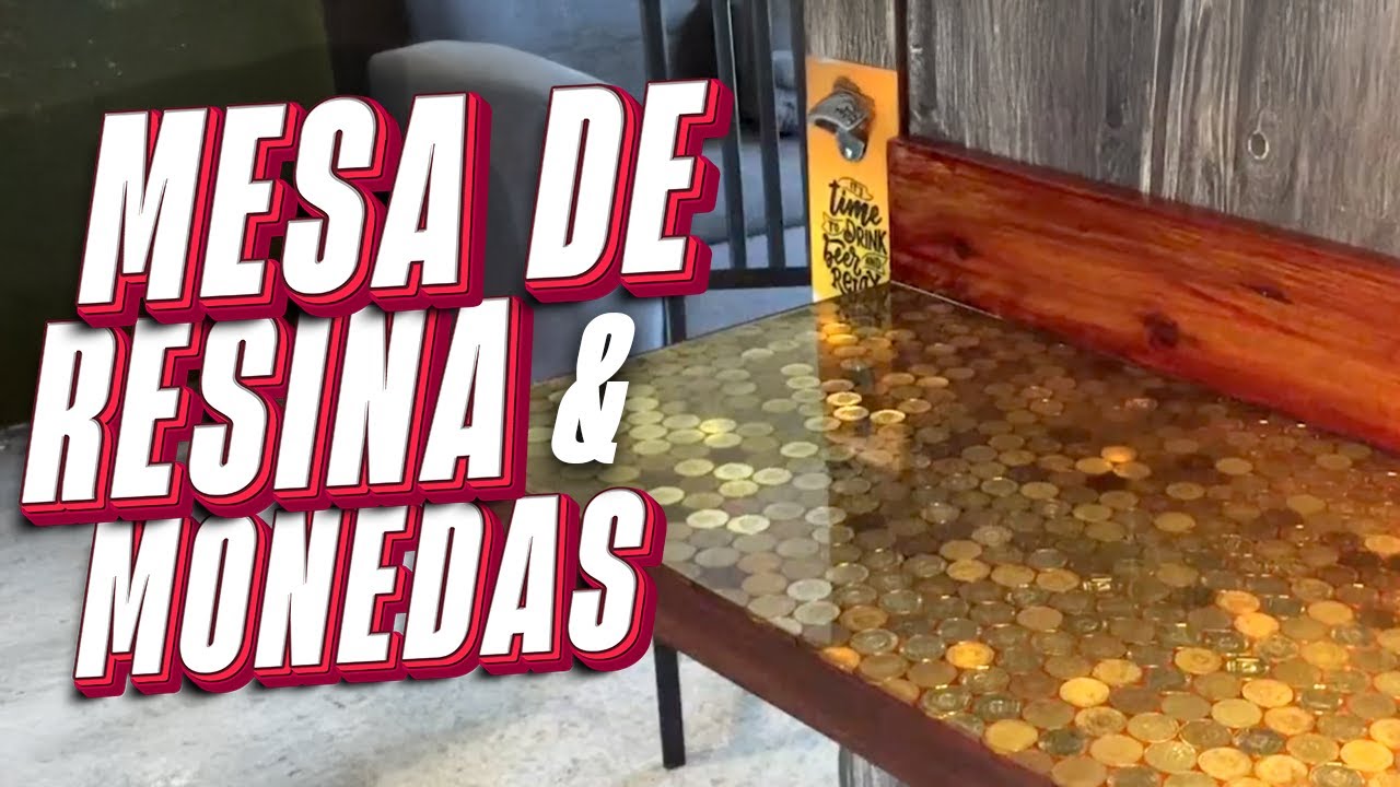 Mesa de monedas y resina | Making an epoxy resin coin table top - YouTube