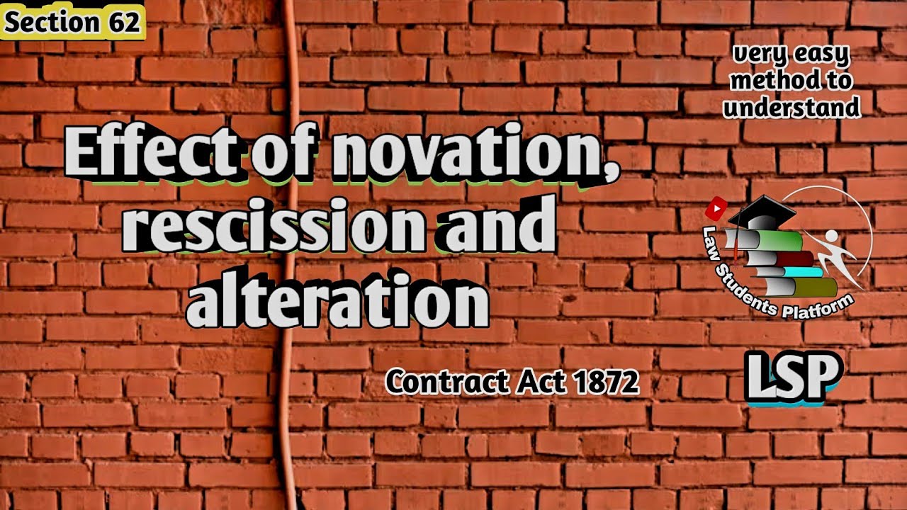62. Effect of novation rescission alteration with examples | Contract ...