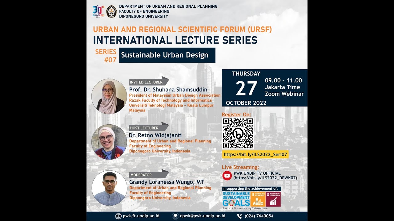 INTERNATIONAL LECTURE SERIES 2022 - Series #07 Sustainable Urban Design ...