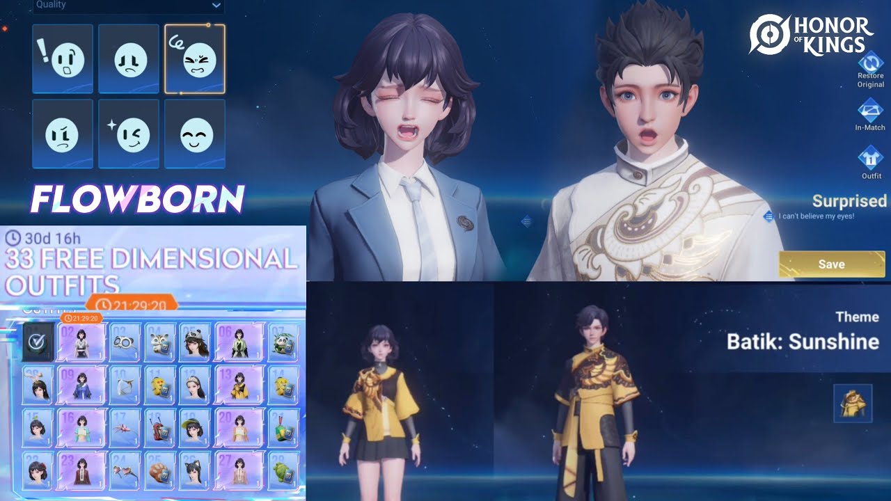 HOK GLOBAL FREE 33 OUTFITS NEW HERO FLOWBORN | CUSTOM | EMOTE ...