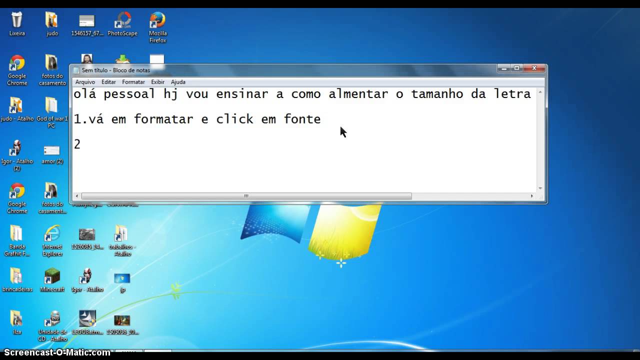 como almentar o tamanho das letras do seu bloco de notas - YouTube