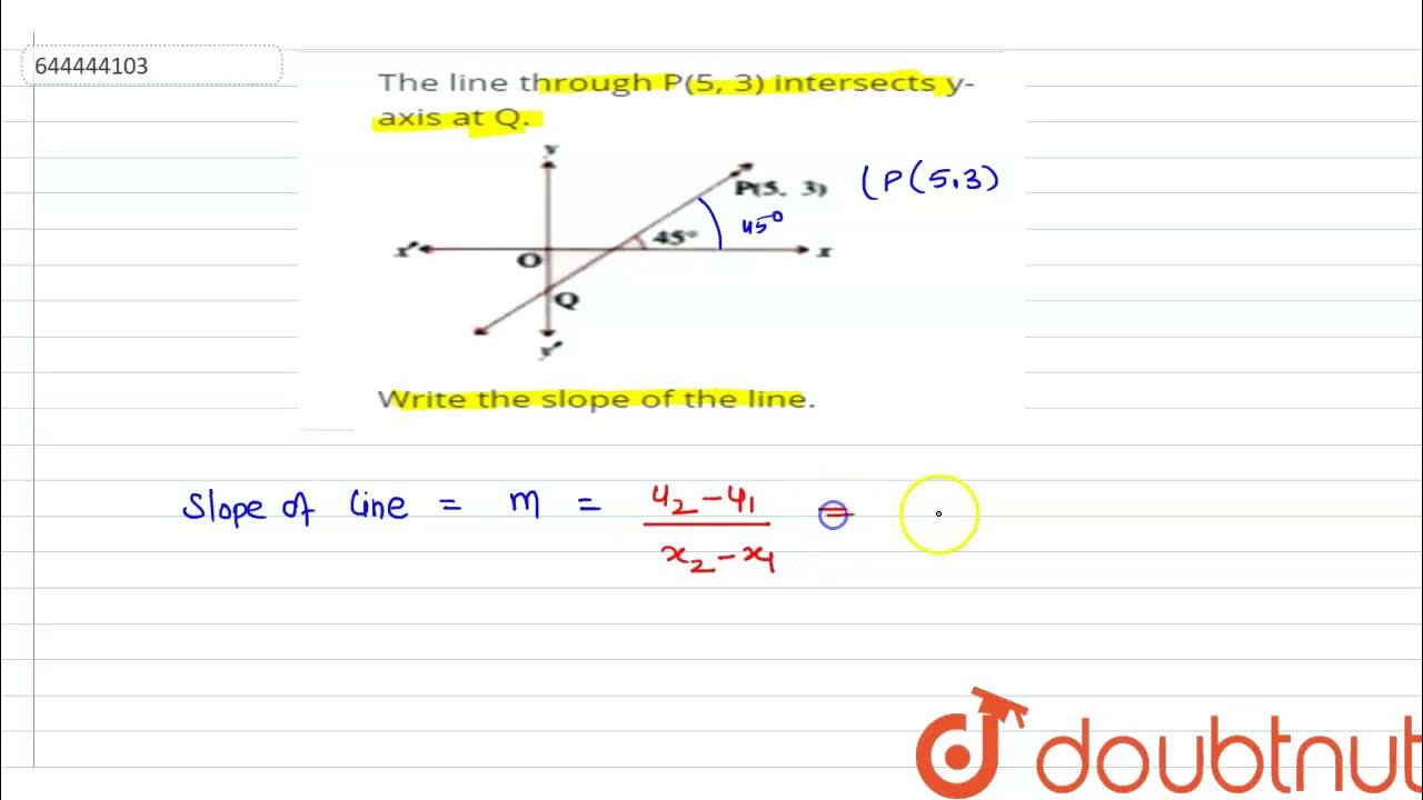 The line through P(5, 3) intersects y-axis at Q.Write the slope of the line. | 10 | EQUATION OF ...