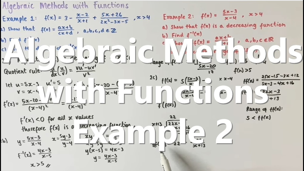Algebraic Methods with Functions Example 2 - YouTube