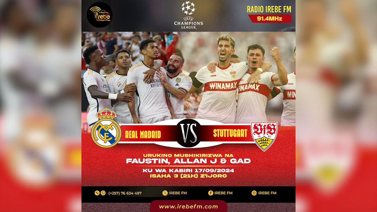 LIVE :MATCH: UEFA CHAMPION LEAGUE REAL MADRID VS STUTTGART - YouTube