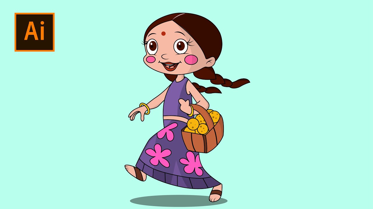 Draw Chutki From Chhota Bheem Cartoon | Create Cartoon Character in ...
