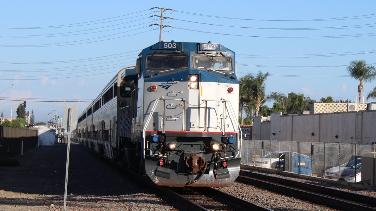 AMTRAK 503!! Amtrak 503 leads 785 passing Santa Ana Lyon St - YouTube