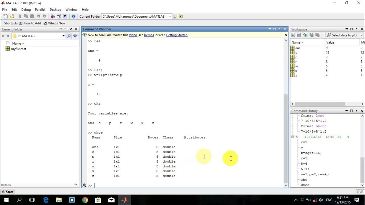 Day 03 : Matlab | Variable and Assignment Statements - YouTube