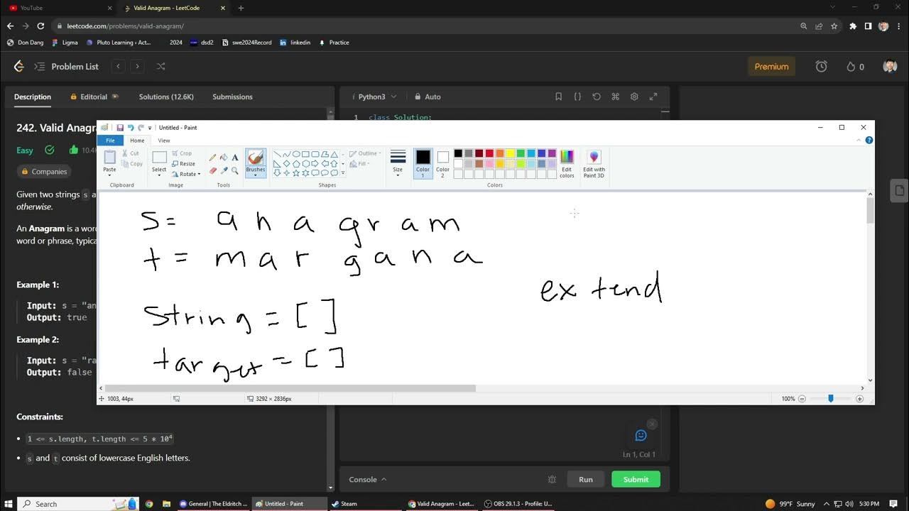 Valid Anagram Leetcode 242 Python Youtube