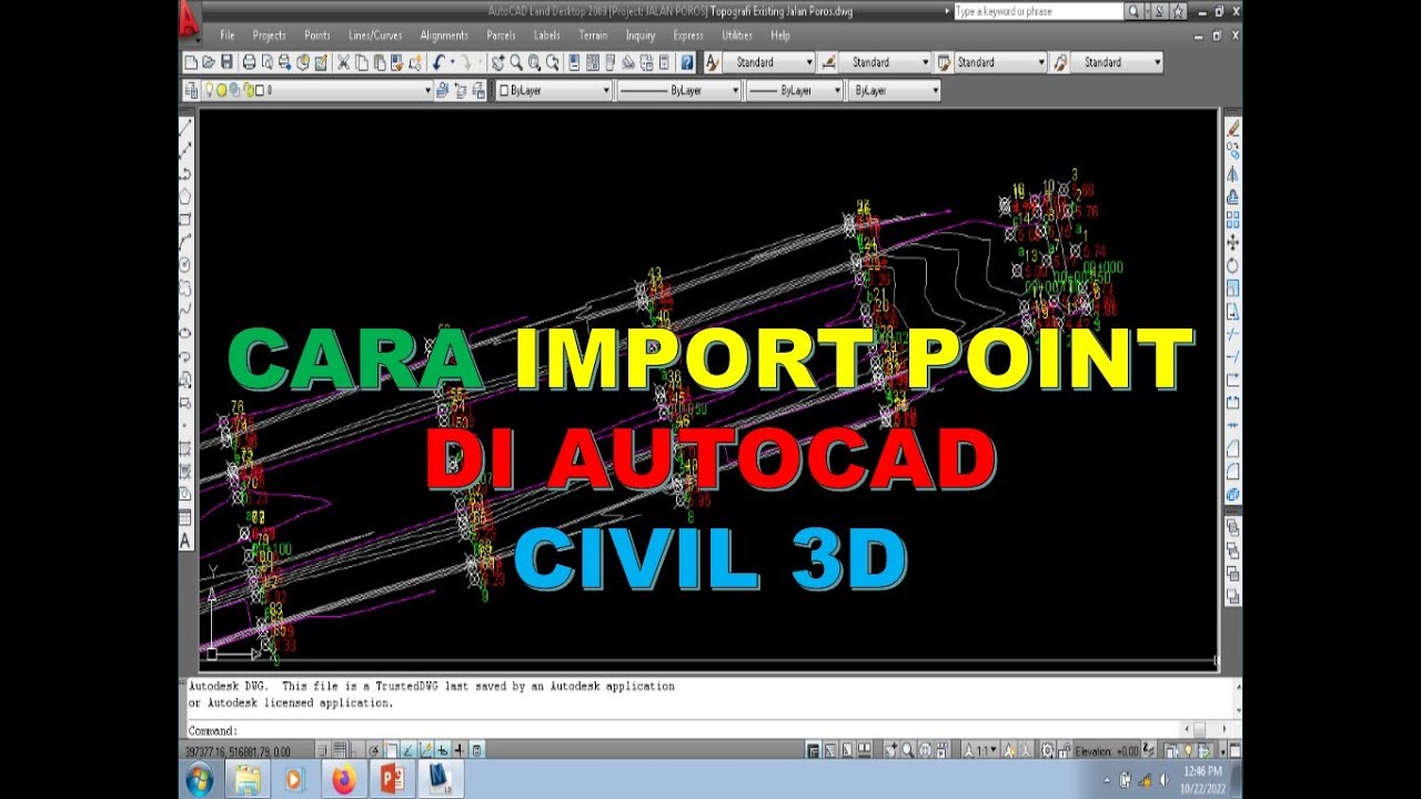 Cara Import Point di autocad civil 3d - YouTube