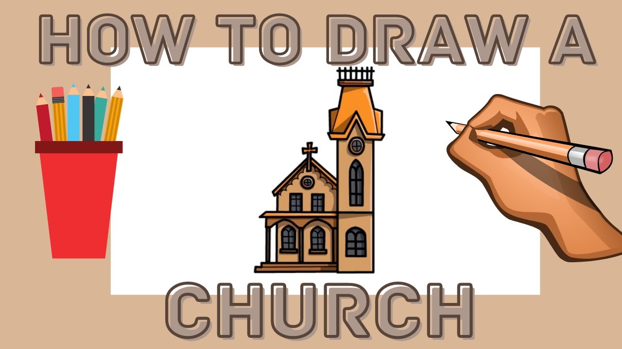 How to draw a church step by step - YouTube