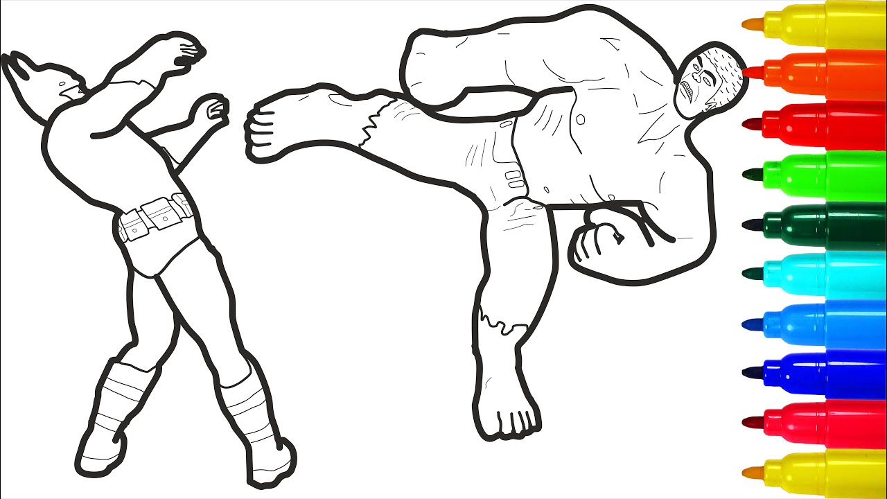 Batman And Hulk Fight Coloring pages - YouTube