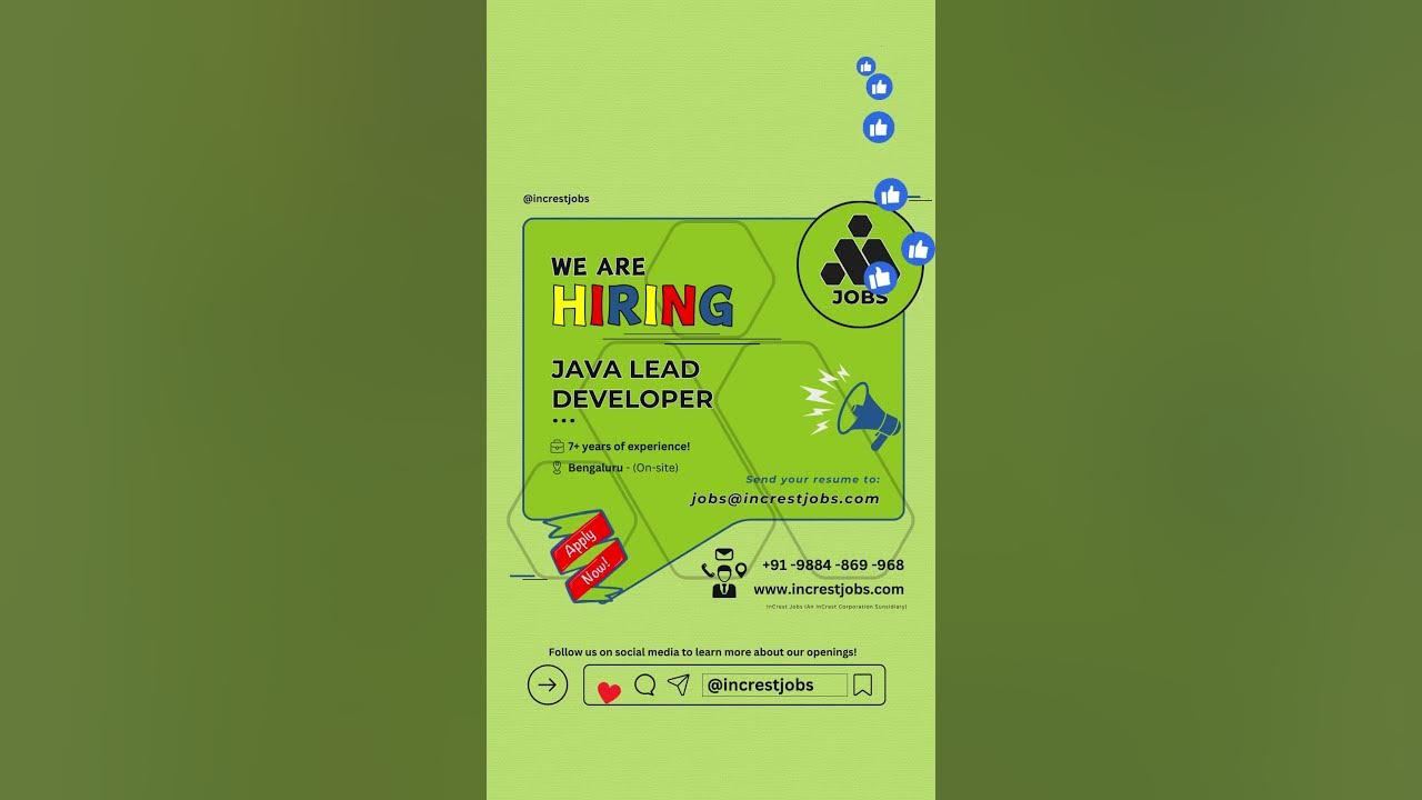 We are hiring a JAVA Lead Developer. - YouTube