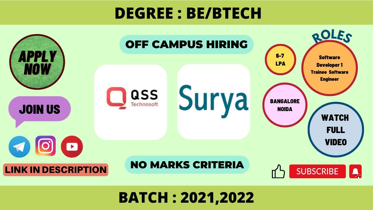 QSS | SURYA SOFTWARE | BE/BTECH | 2022-2023 | NEW 2023 OFF CAMPUS ...