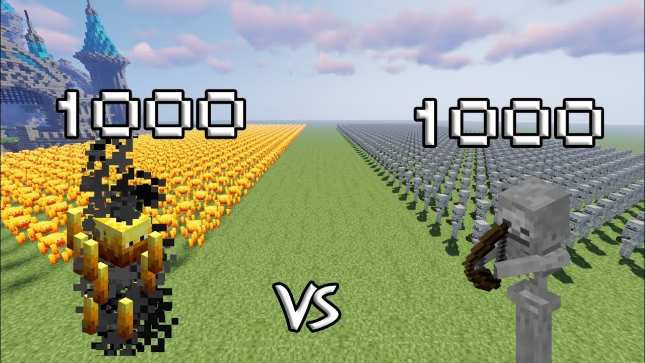 80 Skeleton Vs 80 Blazers In Minecraft | - YouTube
