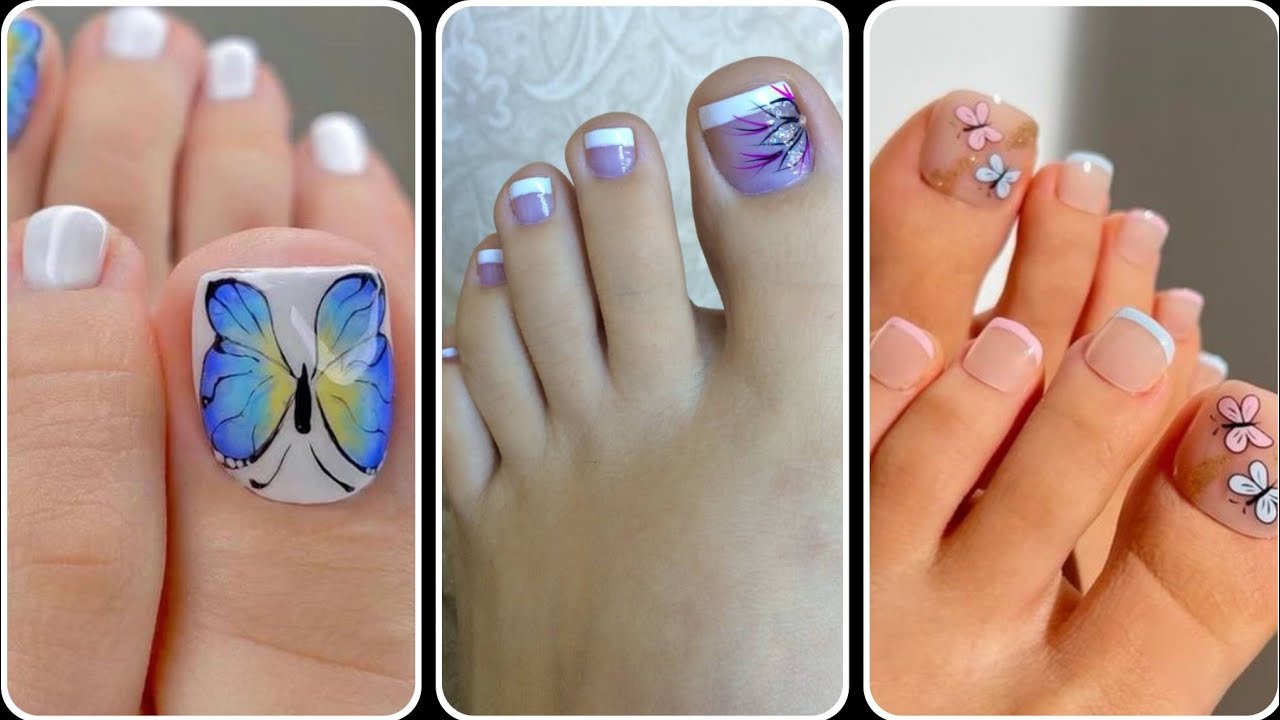 Butterfly Toe Nail Art Designs For beginners // Easy Toe NailsArt ...
