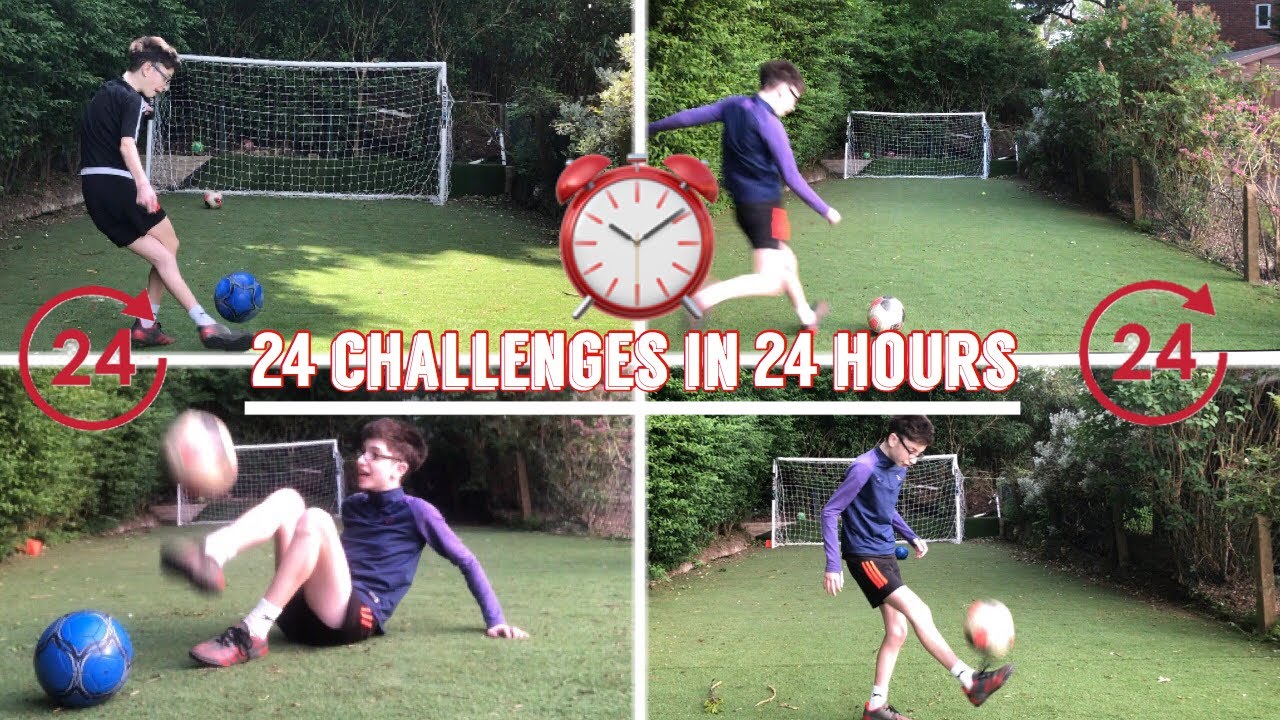 I attempted to complete 24 football challenges in 24 hours - YouTube