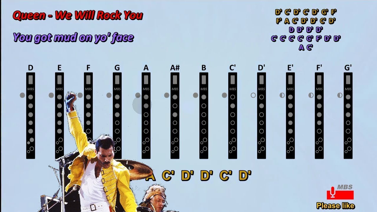 We Will Rock You Recorder Notes Tutorial/ Queen - YouTube