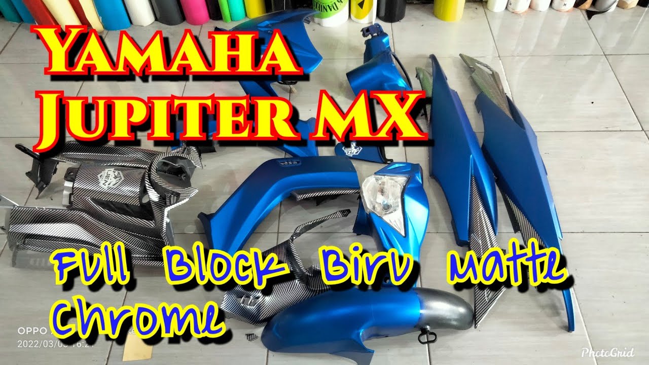 Yamaha Jupiter MX full Wrapping Biru Matte Chrome Dan Carbon - YouTube