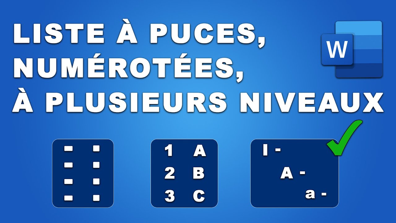 Listes à Plusieurs Niveaux (et à Puces, Numérotée) - Word - YouTube