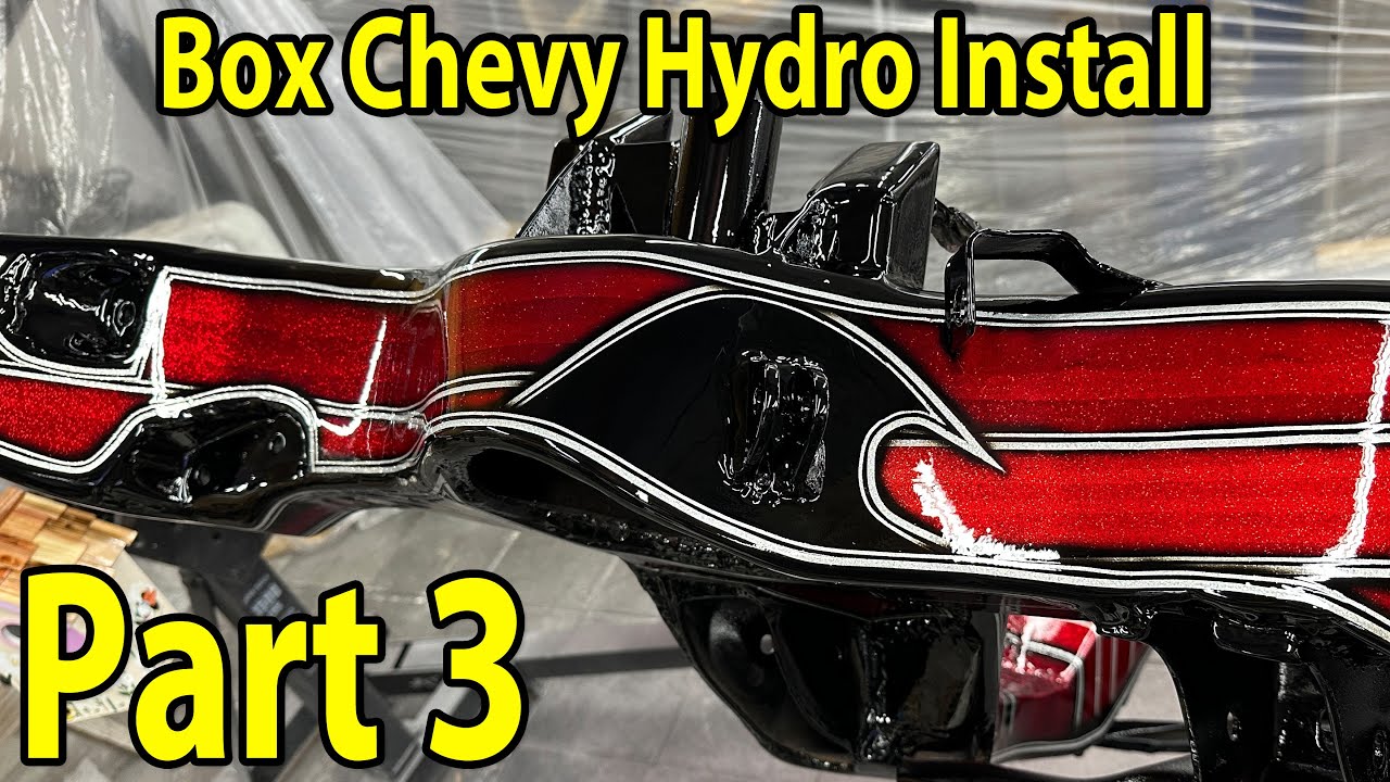 Box Chevy Hydraulics install part 3 painting the lowrider frame - YouTube