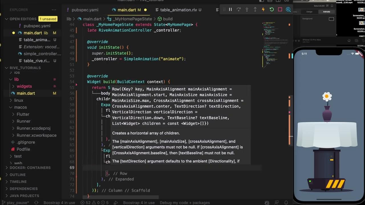 Rive Pause, Resume, Replay animations | Flutter animations Tutorial ...