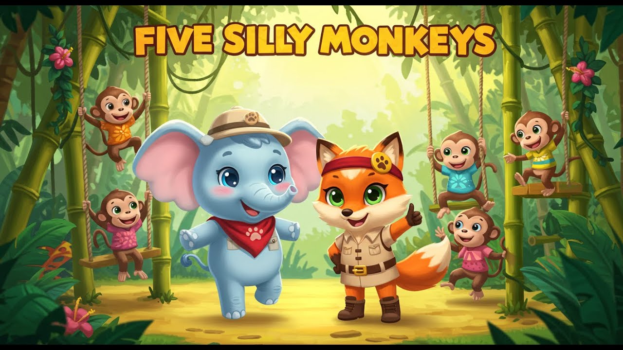 🐒 Five Silly Monkeys – 🌴 Jungle Playground Adventure 🎶 Kids Song with ...