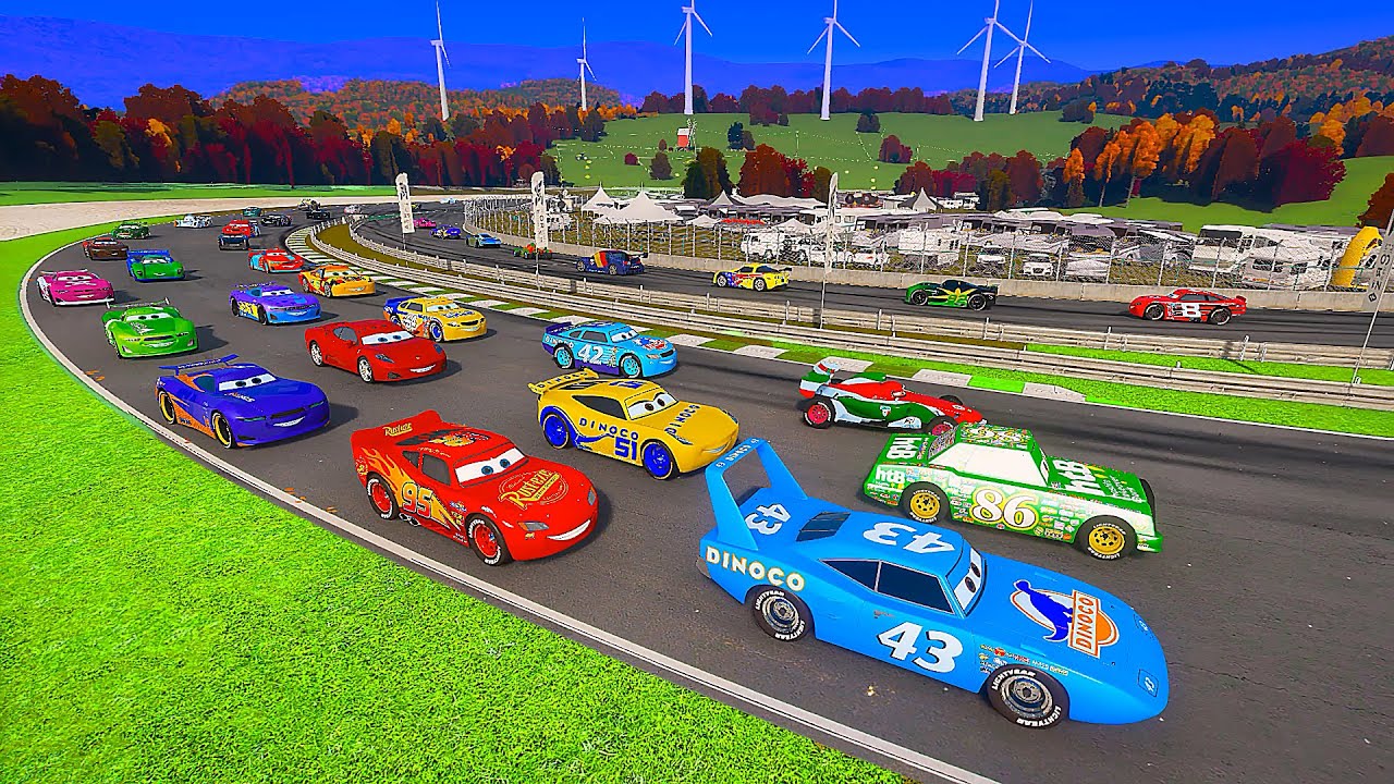 Race Disney Pixar Cars Maple Valley Raceway McQueen The King Chick ...