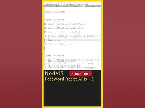 NodeJS Project (Password Reset APIs - 2) Express JS, Web development, Node JS Tutorial #shorts ...