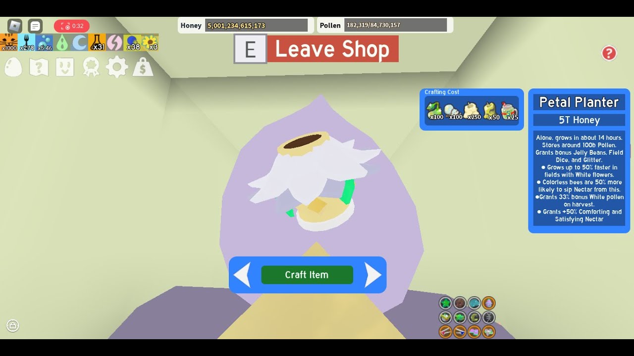 Buying the Petal Planter in Bee Swarm Simulator - YouTube