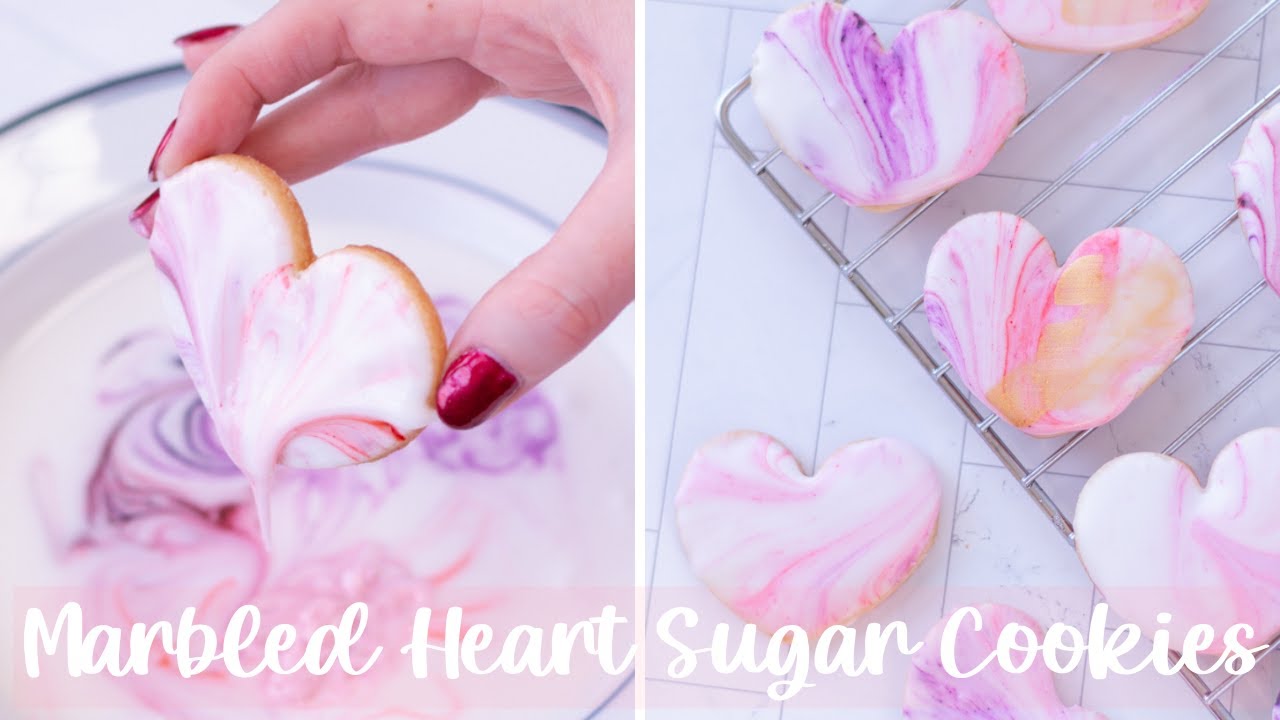 How To Make Marbled Heart Sugar Cookies - YouTube