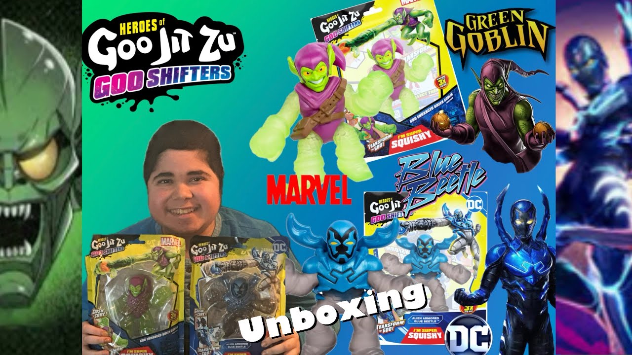 Goo Jit Zu Blue Beetle and Green Goblin Unboxing - YouTube